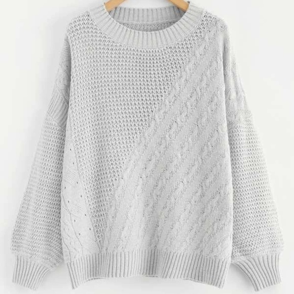SHEIN | Sweaters | Shein Lantern Sleeve Mixed Knit Jumper | Poshmark
